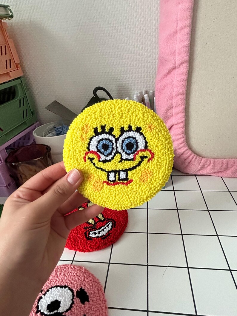 Sponge Bob, Cookie Monster, Punch Coaster, Punch Needle, Handmade ...