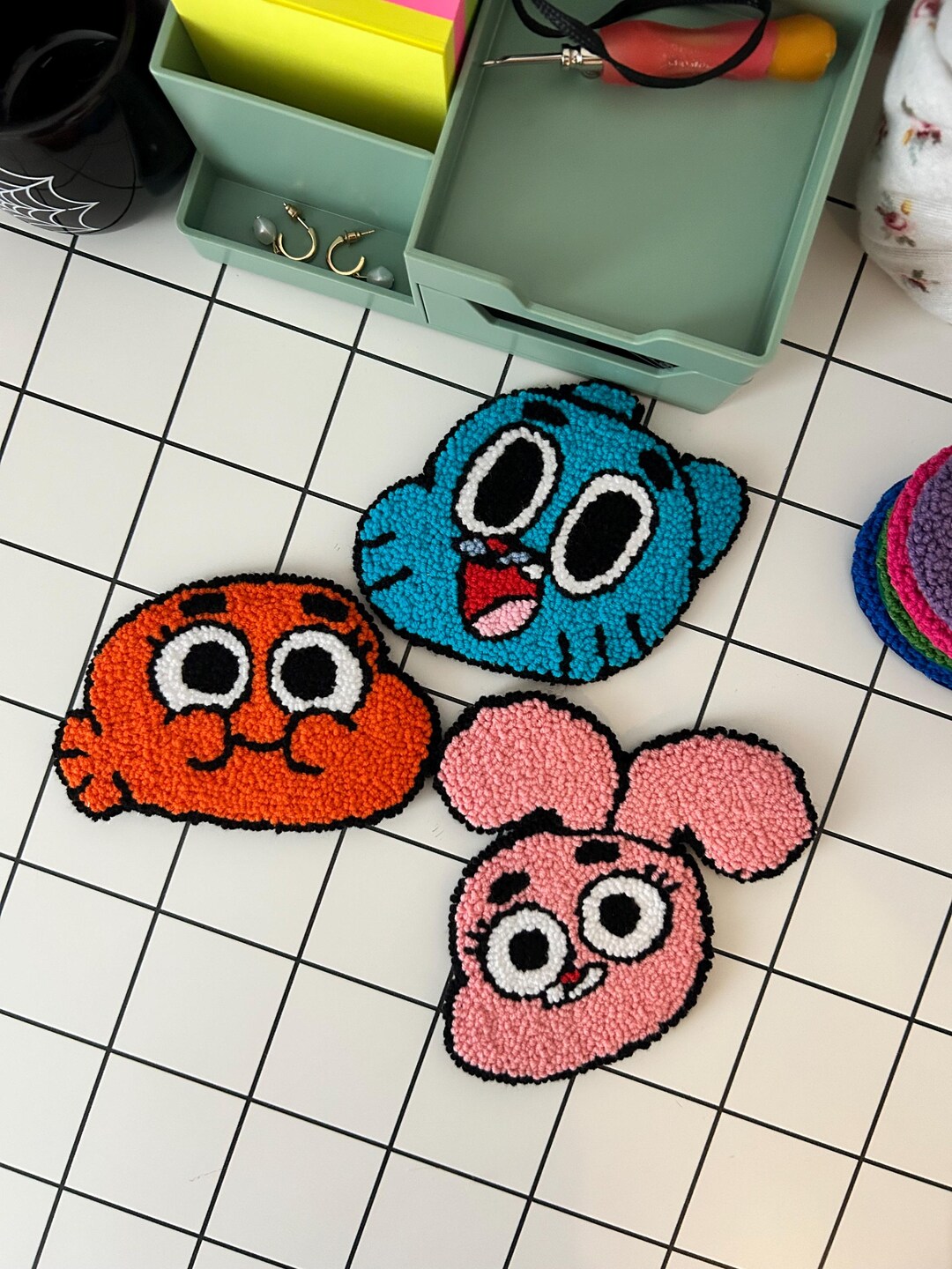 Gumball, Darwin, Harry Potter, Ron, Anais Punch Coaster, Handmade Drink ...