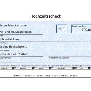 Scheck Zum Ausdrucken Hochzeit