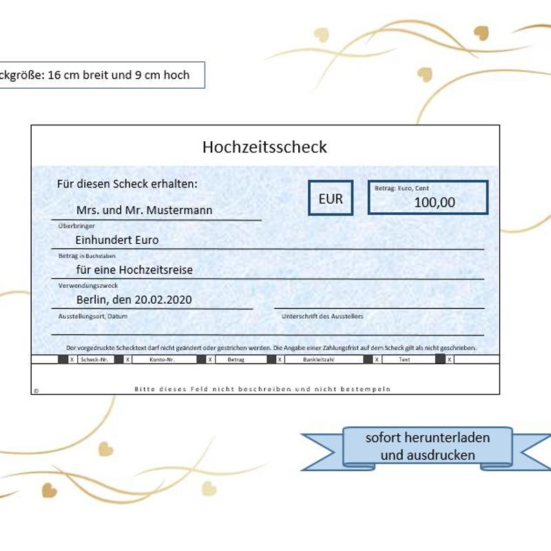 Scheck als geschenk - Etsy.de