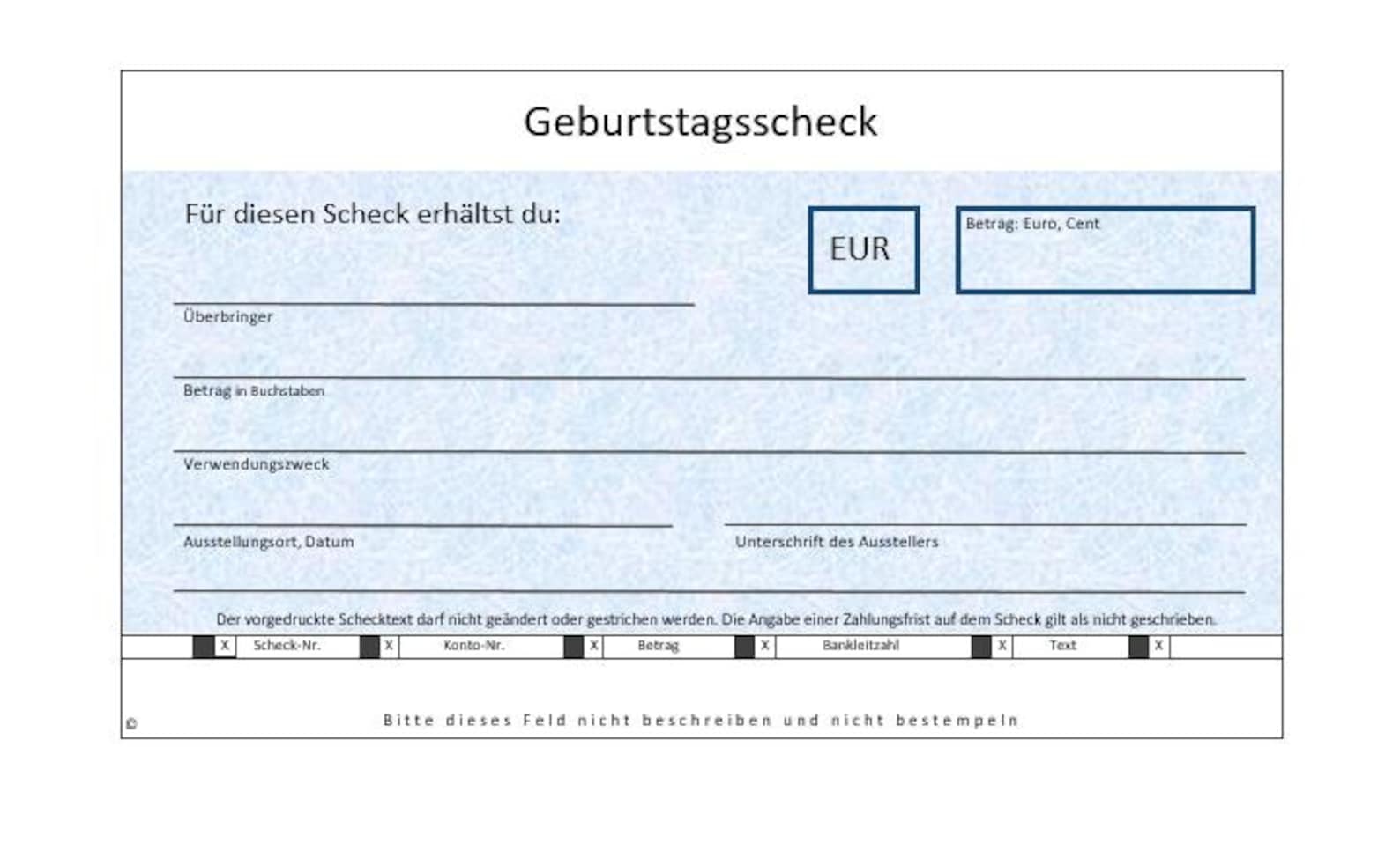Scheck - Geschenk Hochzeit - Gutschein Hochzeit - Scheckvorlage ...