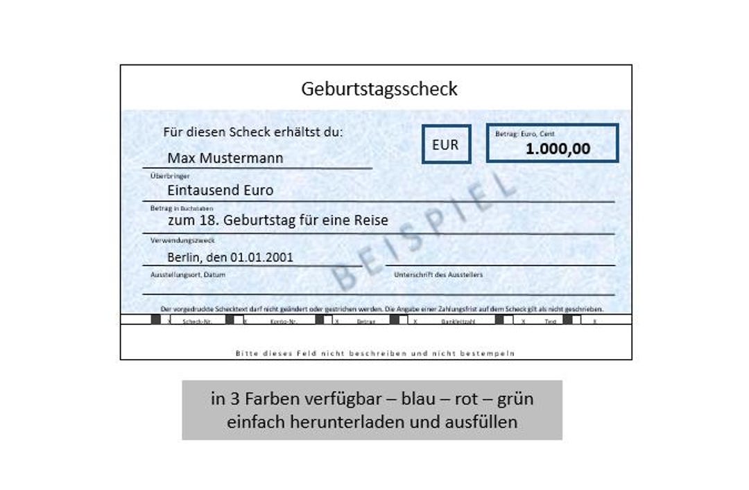 Check - Gift - Birthday Check - Check Template - Printable Check - Bank ...
