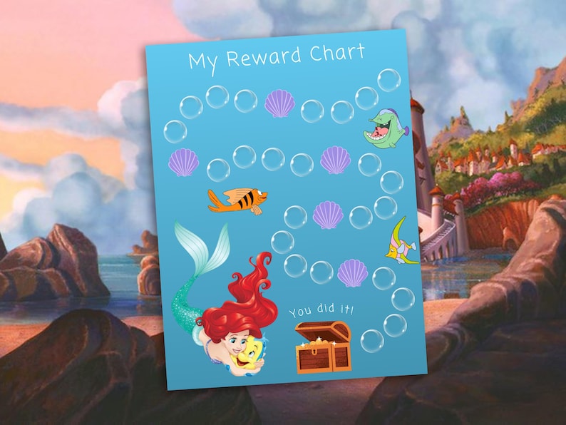 Printable Ariel Little Mermaid Reward Chart // Instant Digital Download ...