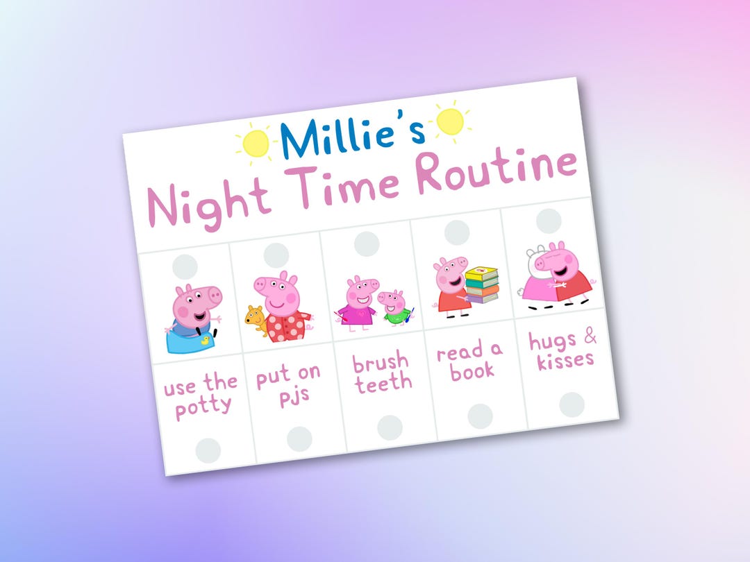 Peppa Pig Night Time Flip Chart // Editable Toddler Bedtime Routine ...