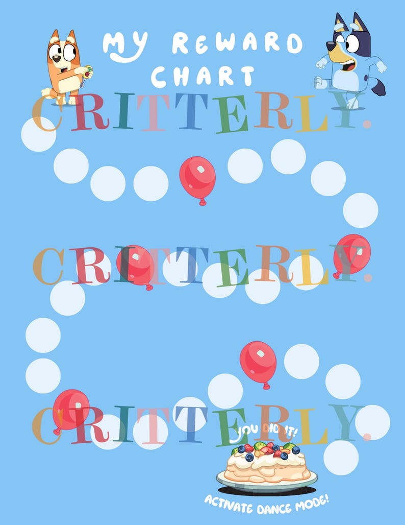 Printable Bluey Reward Chart // Instant Digital Download Reward Chart ...