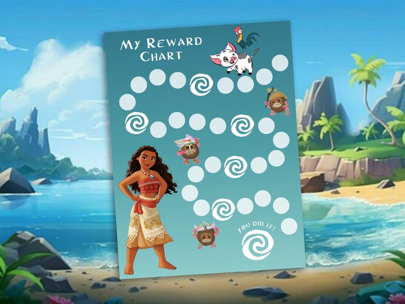 Printable Moana Reward Chart // Instant Digital Download Reward Chart ...