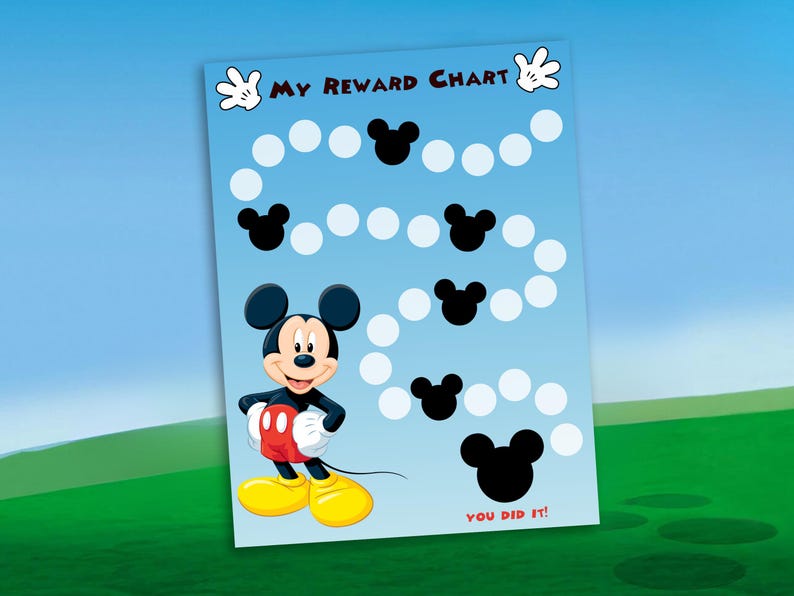 Printable Mickey Mouse Reward Chart // Instant Digital Download Reward Chart for Kids, Mickey ...