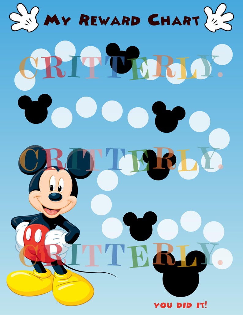 Printable Mickey Mouse Reward Chart // Instant Digital Download Reward ...