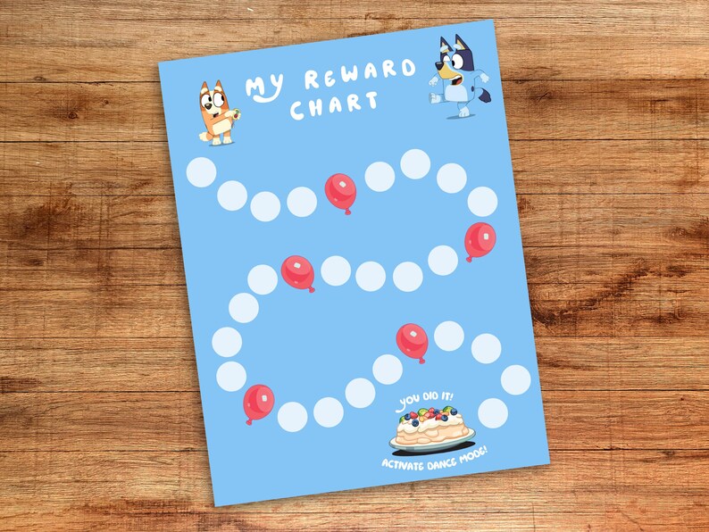 Printable Bluey Reward Chart // Instant Digital Download Reward Chart ...