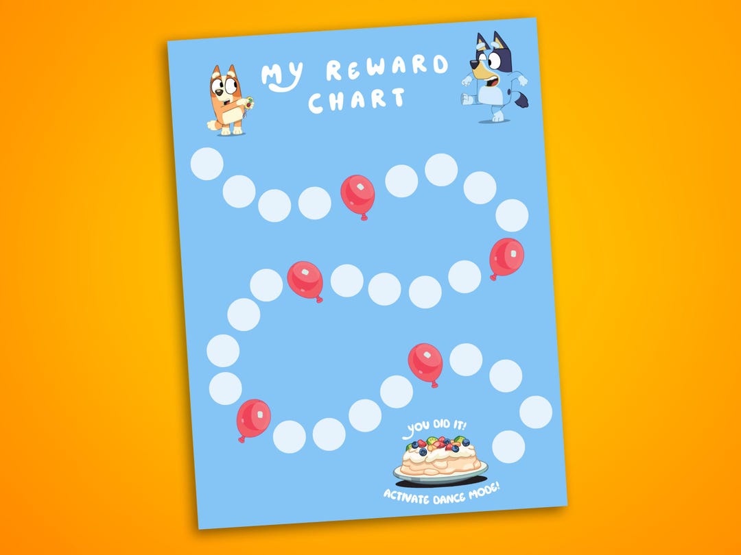 Printable Bluey Reward Chart // Instant Digital Download Reward Chart ...