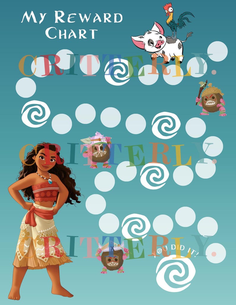 Printable Moana Reward Chart // Instant Digital Download Reward Chart ...