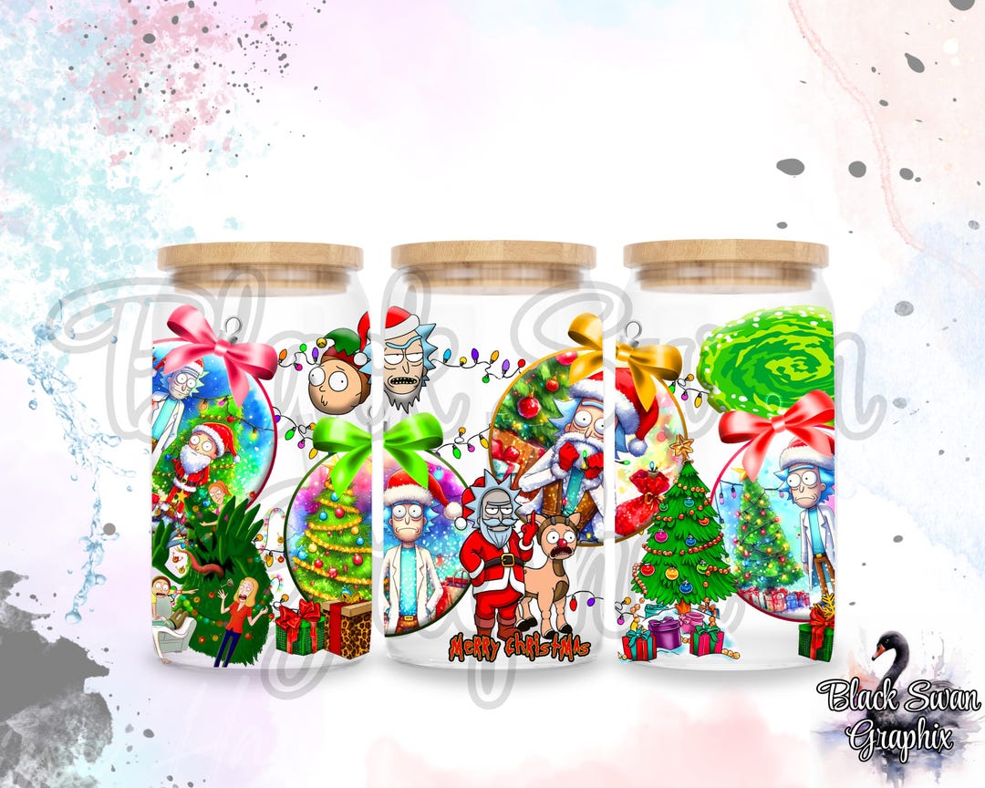 Rick & Friend, Christmas, Digital Download for 16oz. Glass Can Libbey ...