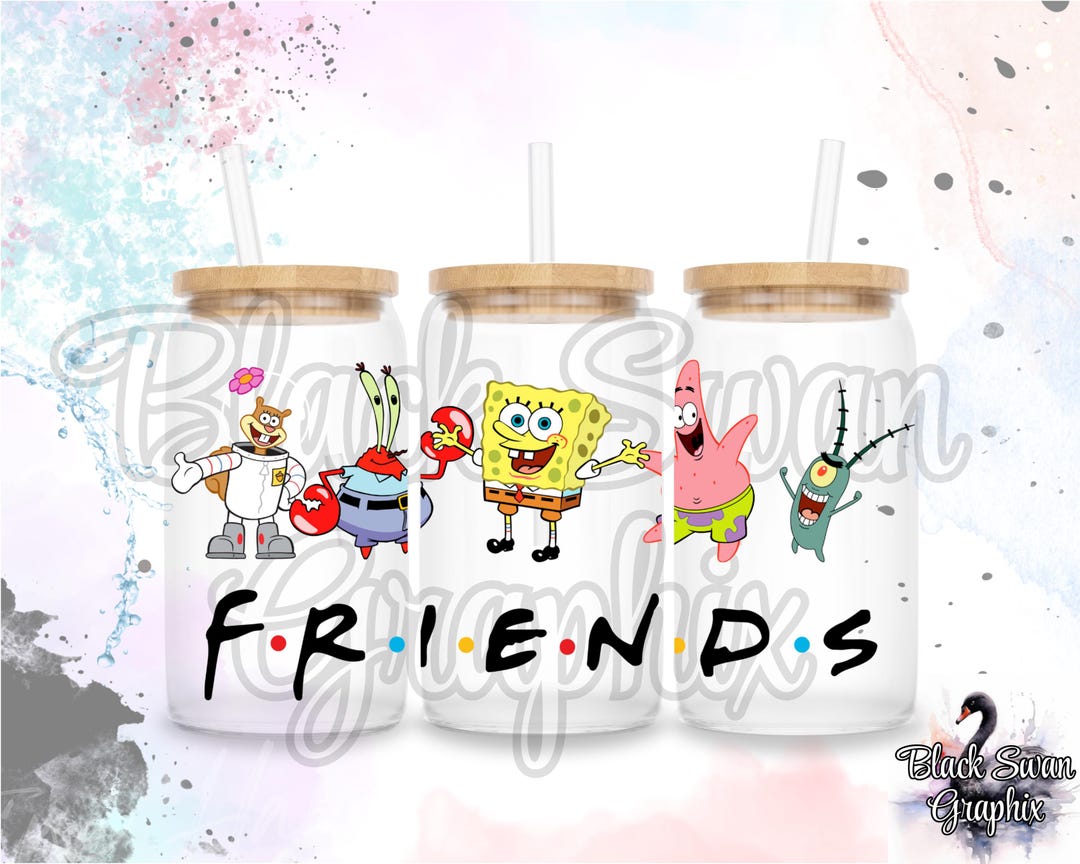 Sponge Friends, Glass Can Digital Wrap 16oz. Png, Libbey Glass Design ...
