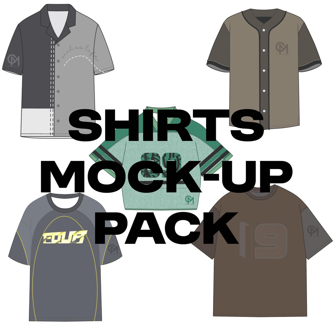 Shirts Design Pack Clothing Mock-ups Templates/flat Sketches, PNG Files ...