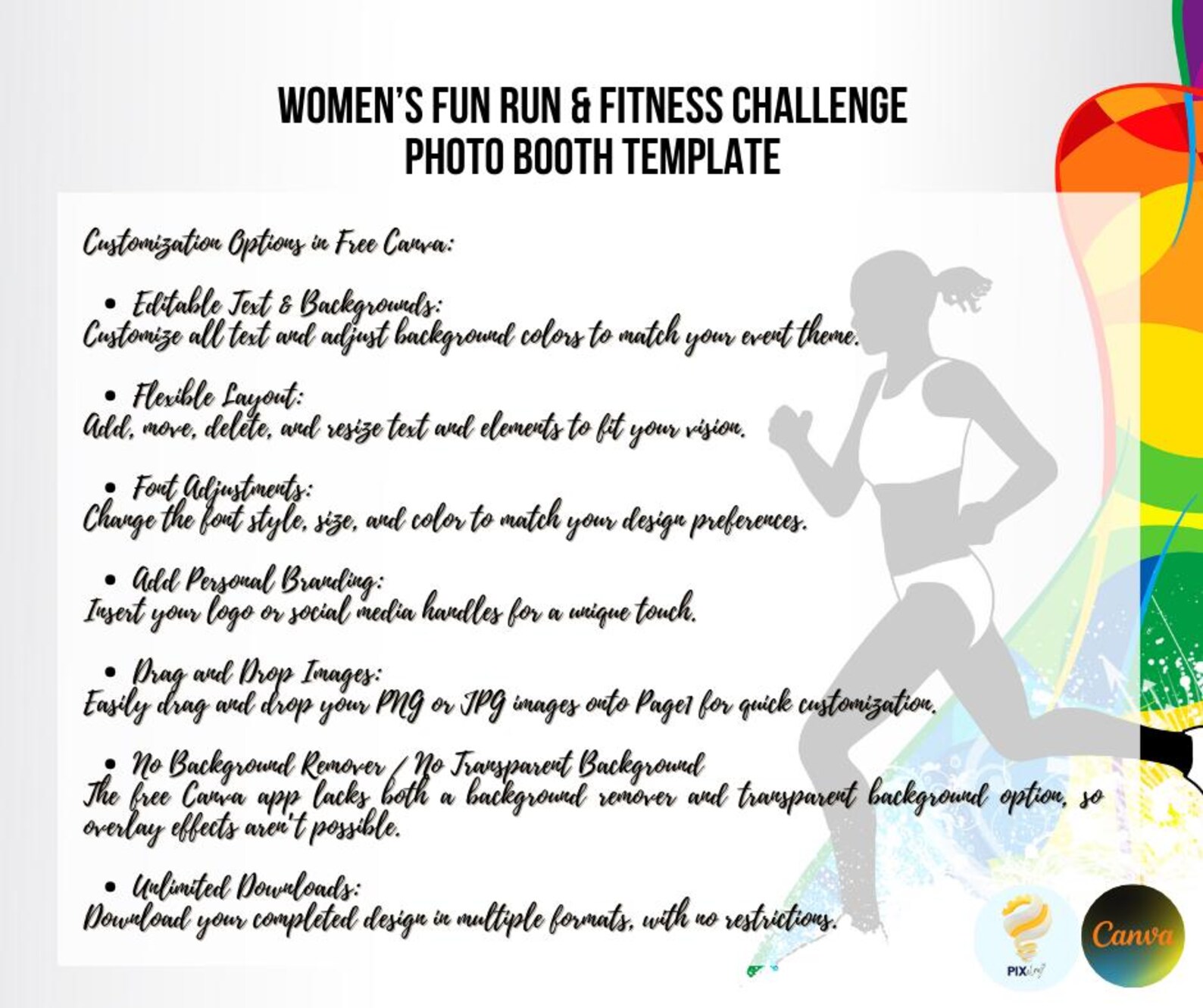 Women’s Fun Run Photo Booth Template | Fitness Event | Marathon, Gym ...
