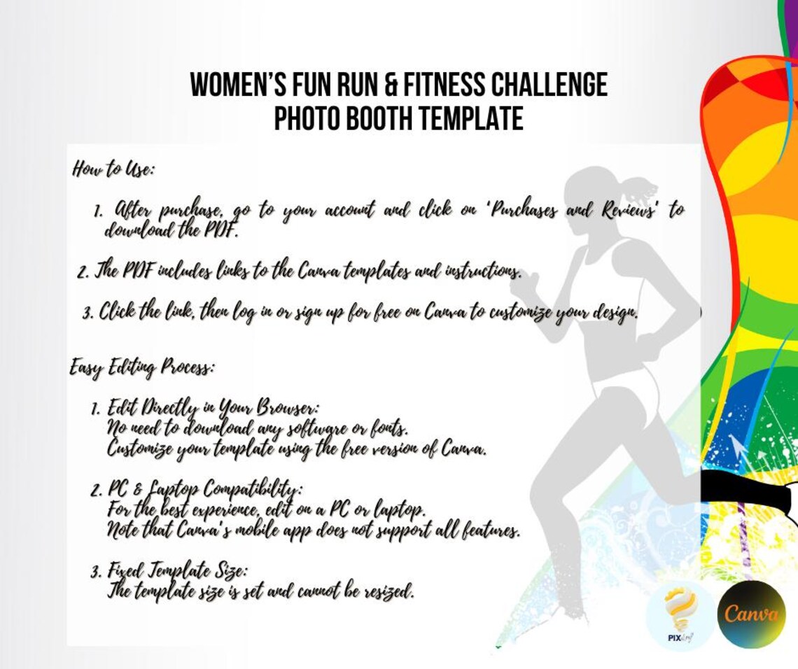 Women’s Fun Run Photo Booth Template | Fitness Event | Marathon, Gym ...