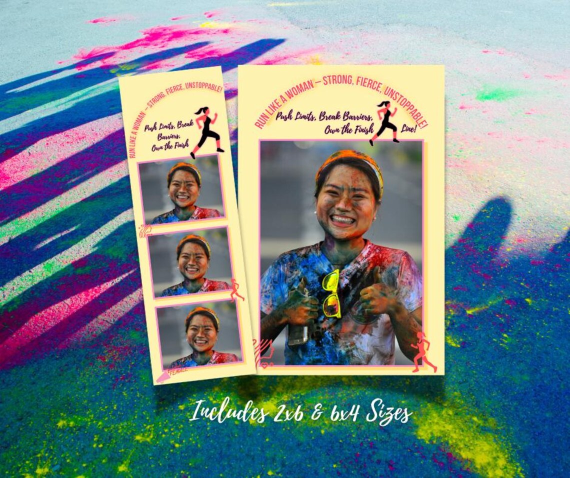 Women’s Fun Run Photo Booth Template | Fitness Event | Marathon, Gym ...
