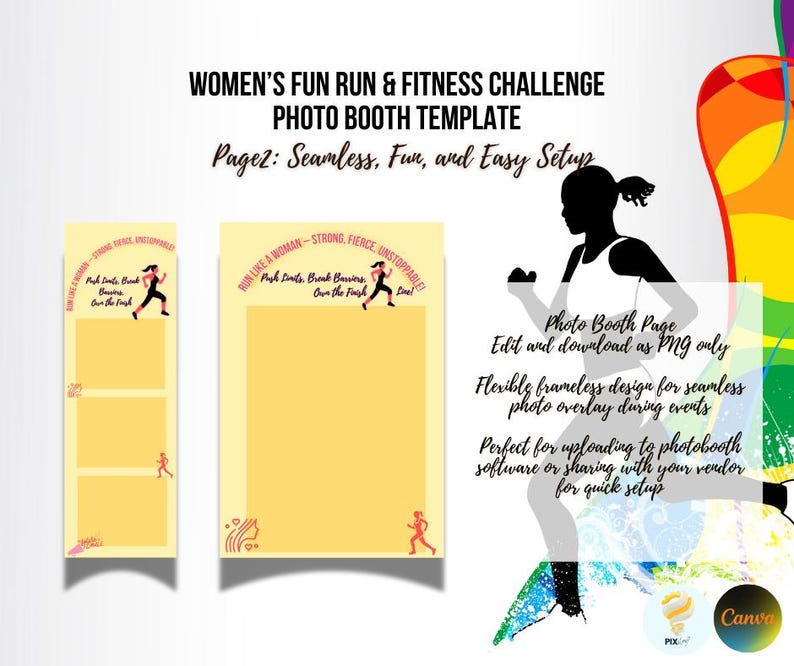 Women’s Fun Run Photo Booth Template | Fitness Event | Marathon, Gym ...