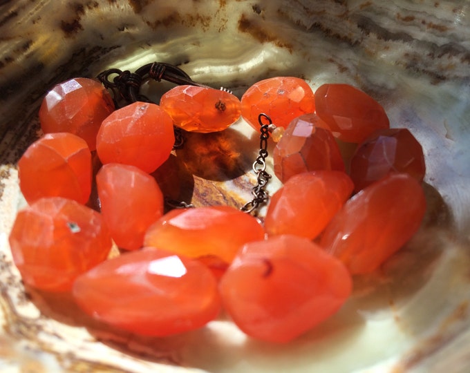 Fire:carnelian Nugget Necklace With Mexican Fire Opals - Etsy