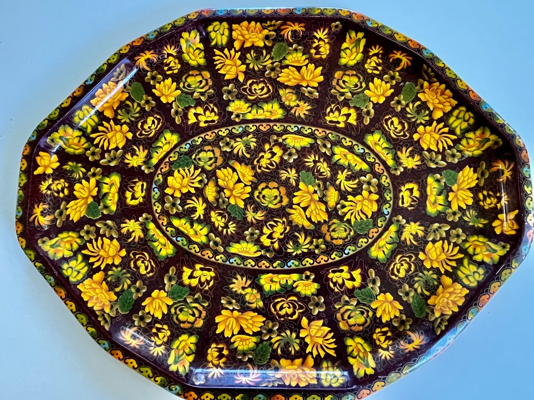 Vintage Daher Tray Hand Painted Floral Serving Tray Entertaining Home ...