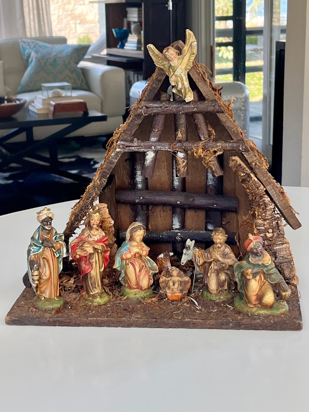 Vintage Nativity Set Made in Italy Wood and Creche Figurines Christmas ...
