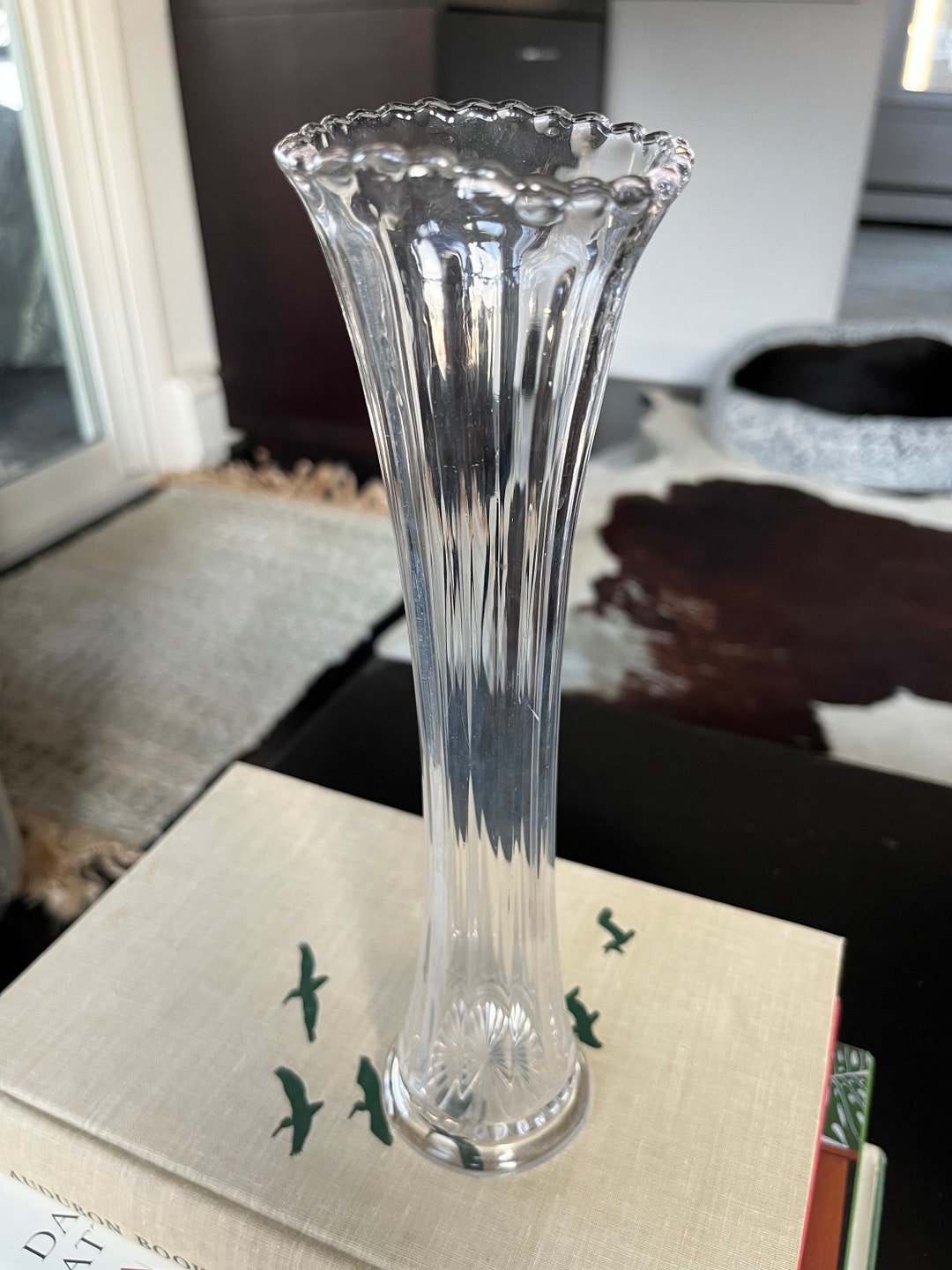 Antique EAPG 10 Panels Clear Glass Vase - Etsy