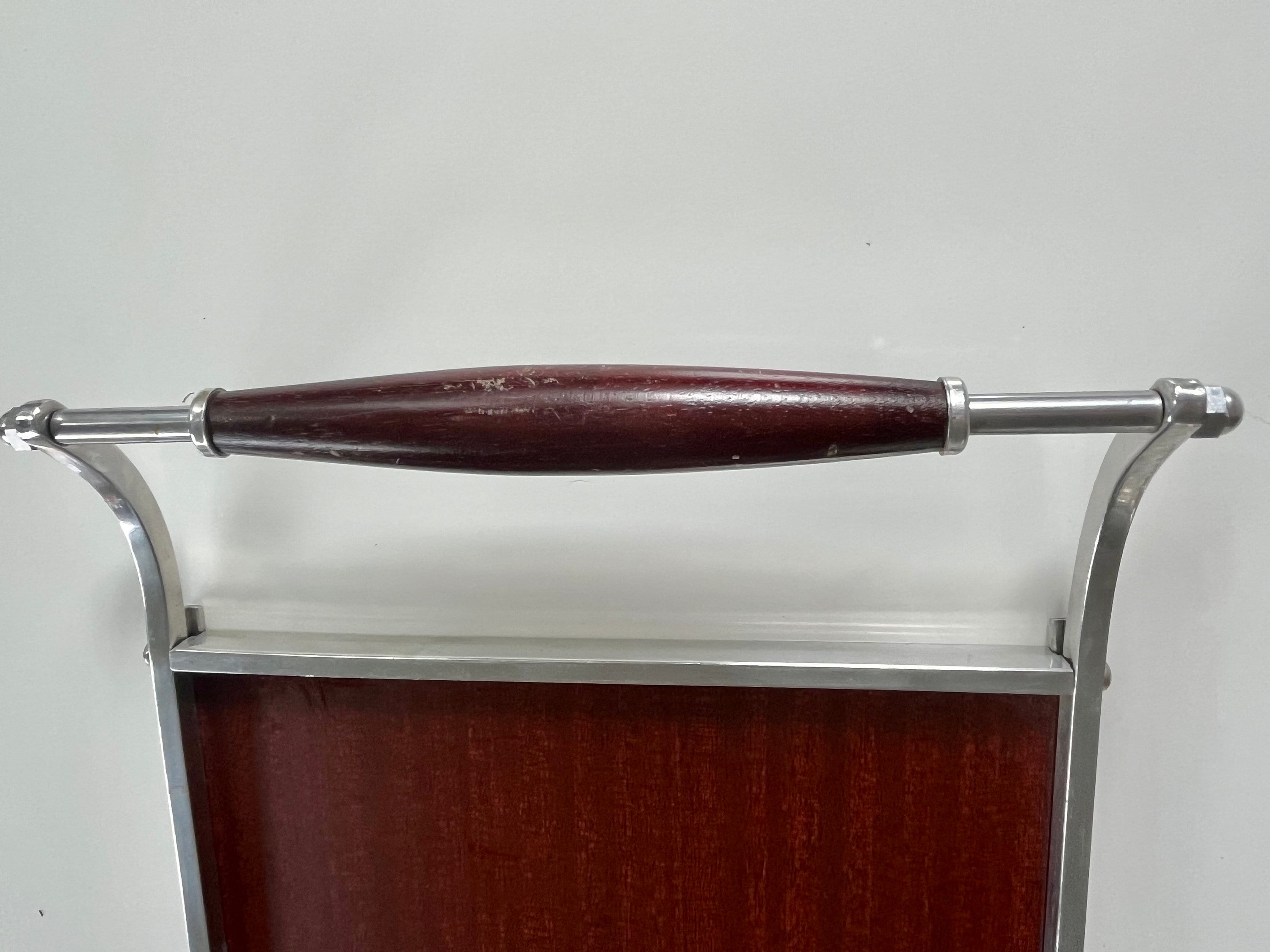 Vintage Bed Tray Serving Tray Cocktail Tray MCM Wood and Chrome Bar ...