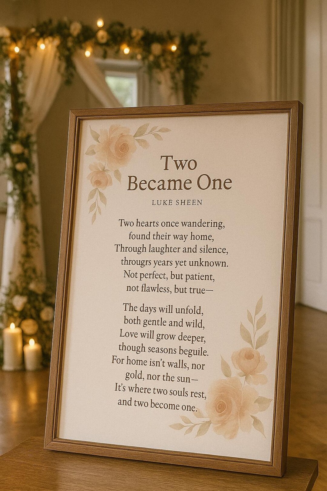 Wedding Poem Print | Two Became One, Blush Floral (digital Download) - Etsy