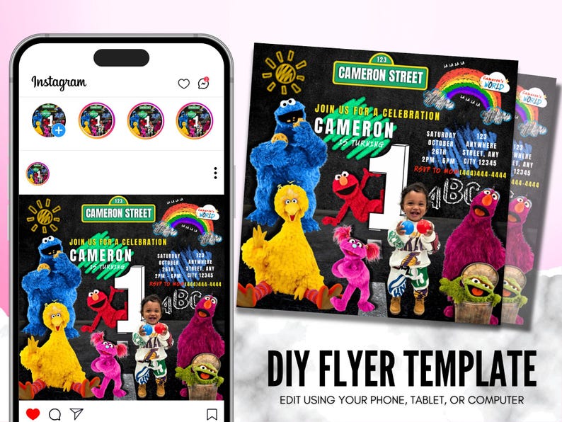 Elmo Birthday Invitation, Sesame Street Birthday Invitation, Editable ...