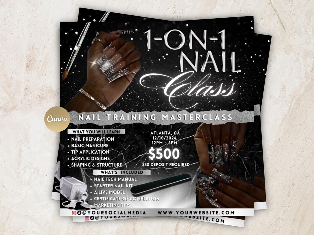 Nail Class Flyer Template: DIY Nail Artist Training (canva Editable ...