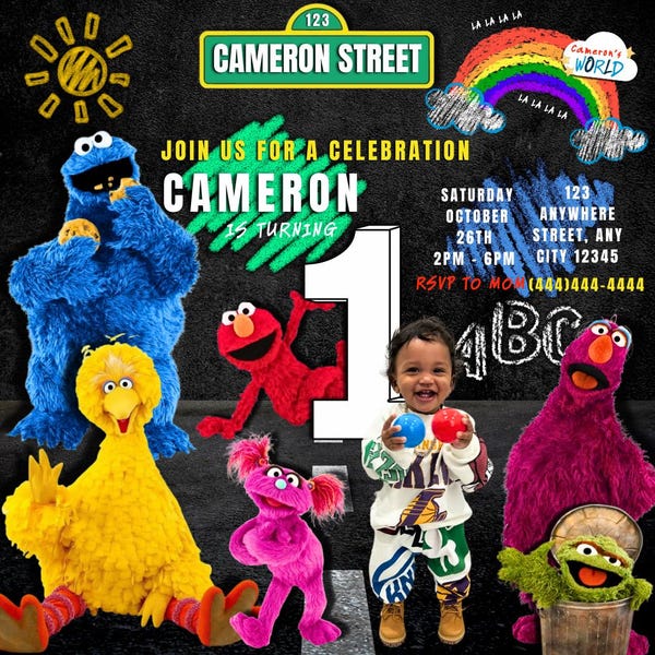 Elmo Invitations - Etsy
