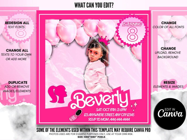 Birthday Barbie Party Flyer, Barbie Flyer, Girls Birthday Flyer, Barbie ...