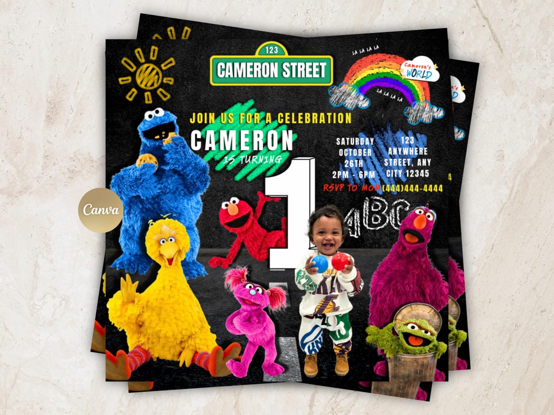 Elmo Birthday Invitation: Sesame Street Party, Editable Flyer (digital ...
