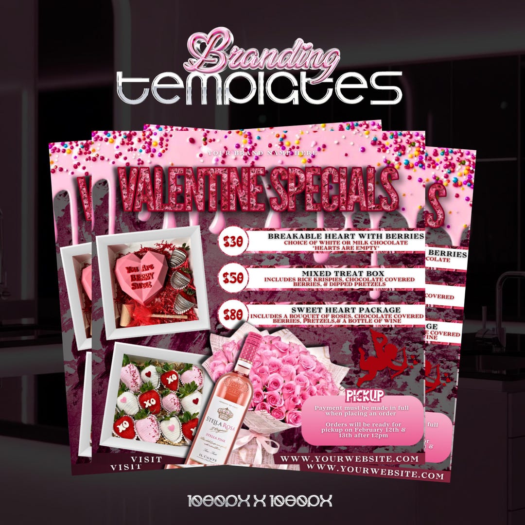 Valentine's Treats Flyer Template: Chocolate Strawberries, Vday ...