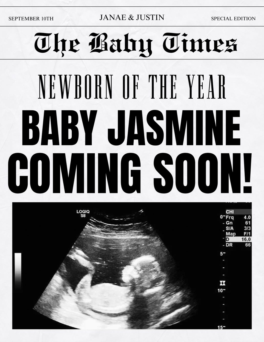 Baby Announcement Newspaper, Baby Arrival Sign, Newspaper Baby ...