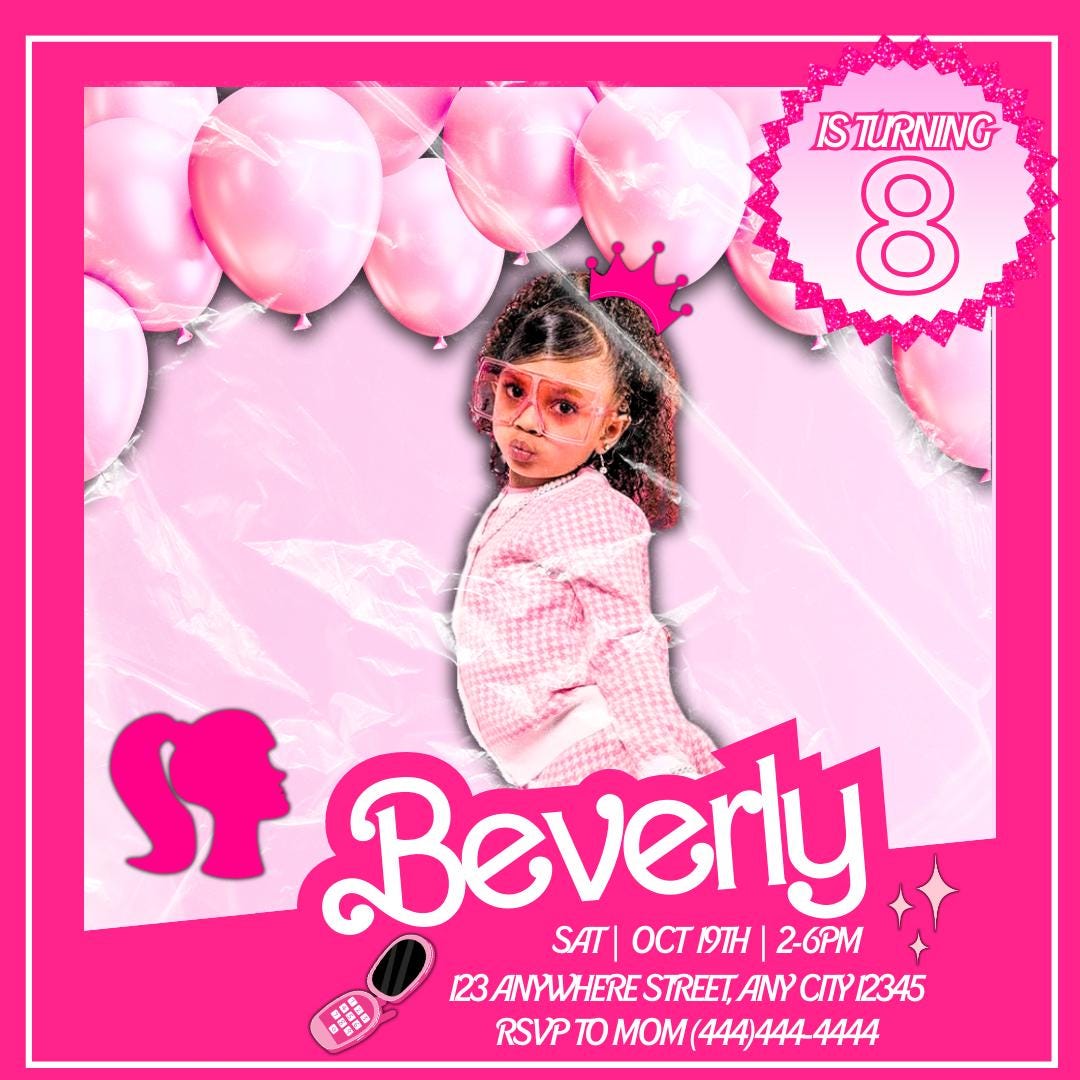 Birthday Barbie Party Flyer, Barbie Flyer, Girls Birthday Flyer, Barbie ...