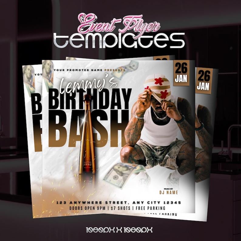 Editable Male Birthday Party Flyer Template: Canva DIY Design (digital ...