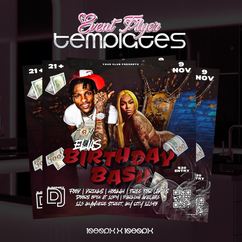 Editable Male Birthday Party Flyer Template: Canva DIY Design (digital ...