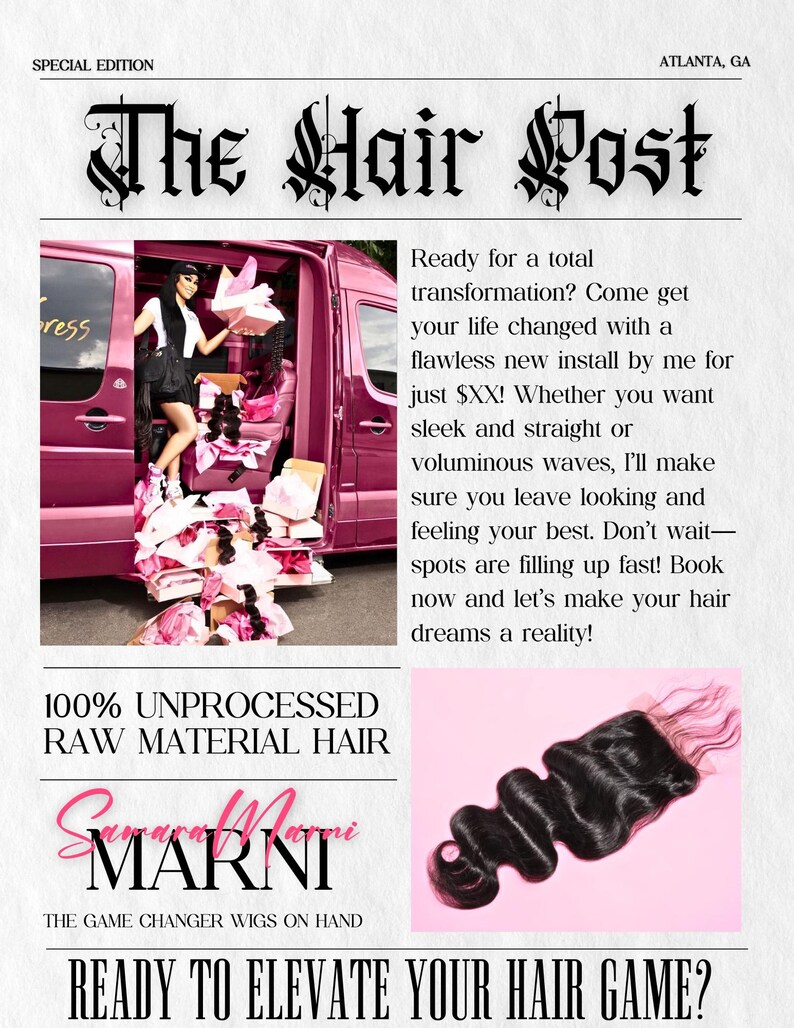 Newspaper Canva Template, Hair Newspaper Template, Business Photoshoot ...
