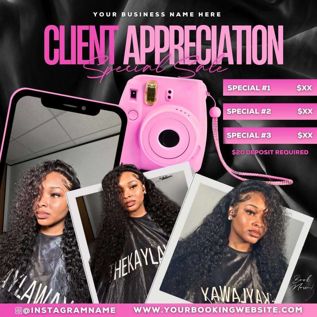 Client Appreciation Flyer, Customer Appreciation Template, Beauty Salon ...