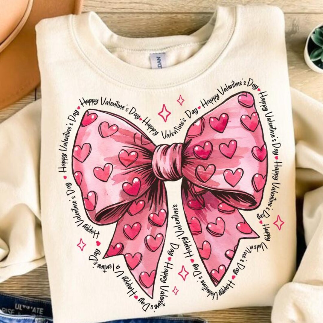 Pink Heart Bow PNG, Valentine's Day Bow PNG, Romantic Glitter Bow PNG ...