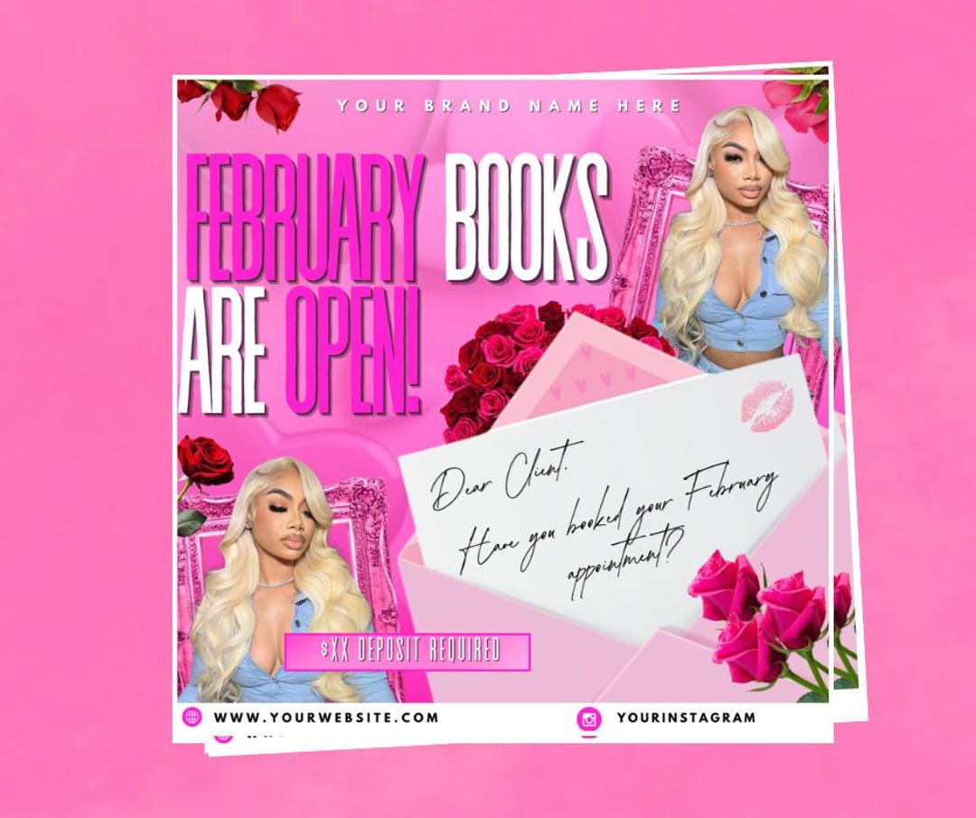 February Booking Flyer, Valentines Booking Flyer, Booking Flyer, Lash ...