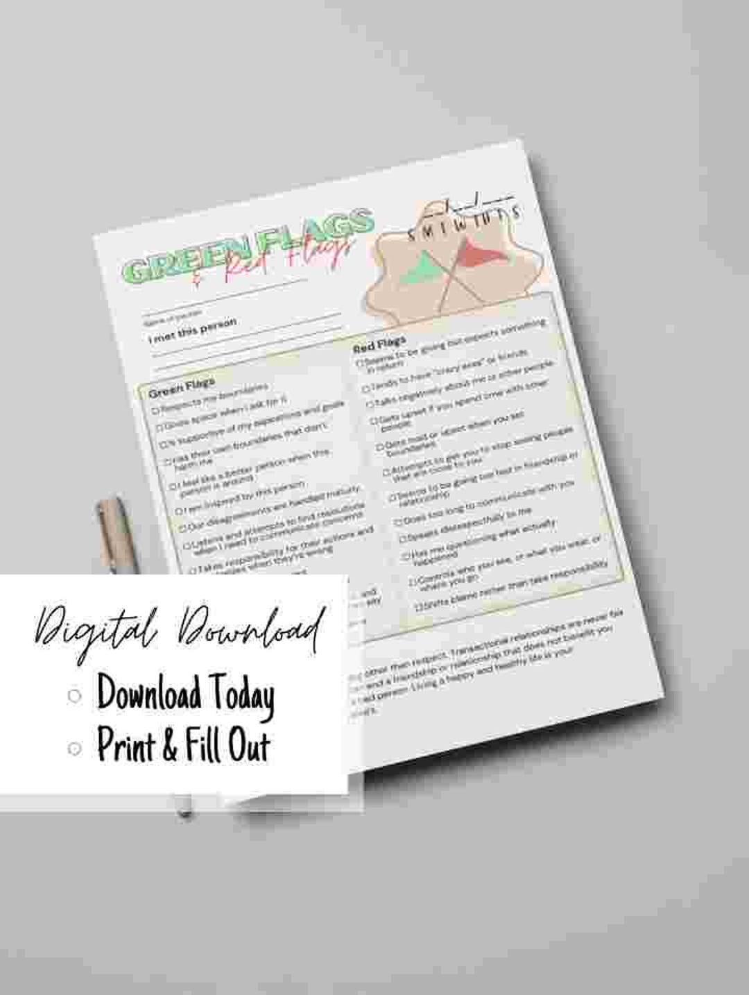 Green Flags and Red Flags Checklist Digital Download Identifying Green ...