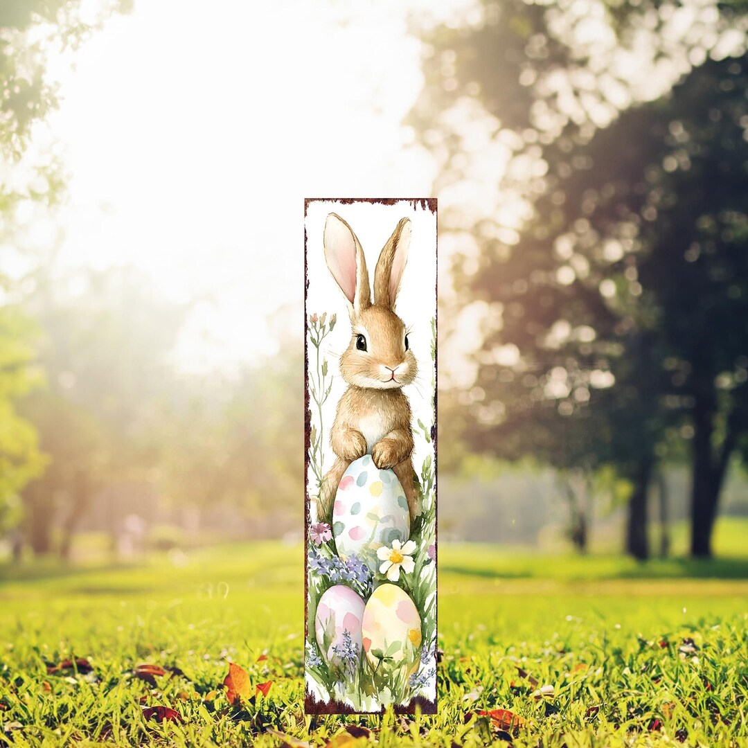 Easter Bunny Garden Stake: 42" Whimsical Yard Decor - Etsy