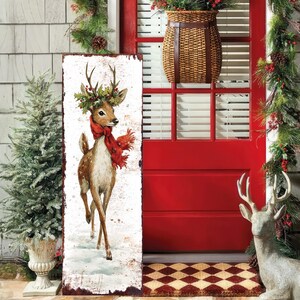 Christmas Deer Porch Sign: Rustic Farmhouse Holiday Decor - Etsy