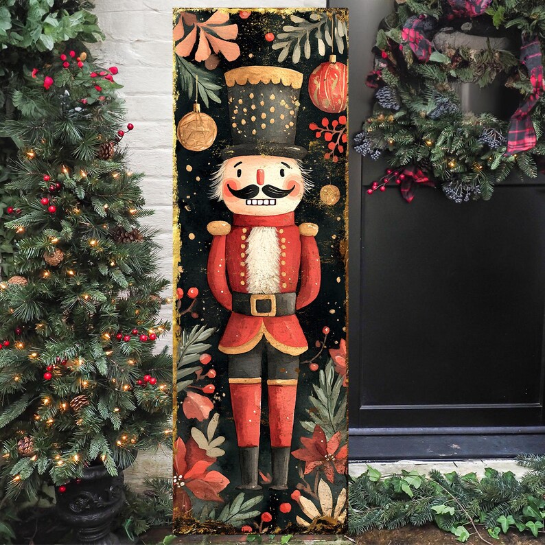 Nutcracker Christmas Porch Sign: Rustic Farmhouse Holiday Decor - Etsy