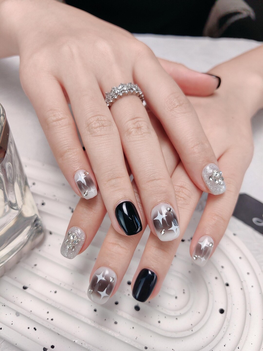 Short Square Acrylic Press on Rhinestone Press-on Nails High Quality ...