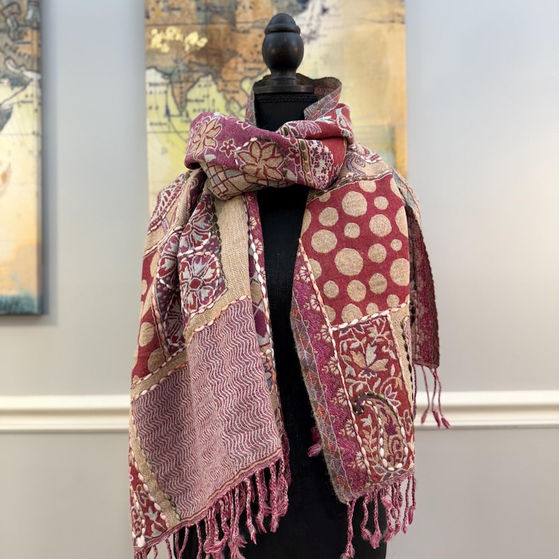 Hand Embroidered Scarf - Etsy