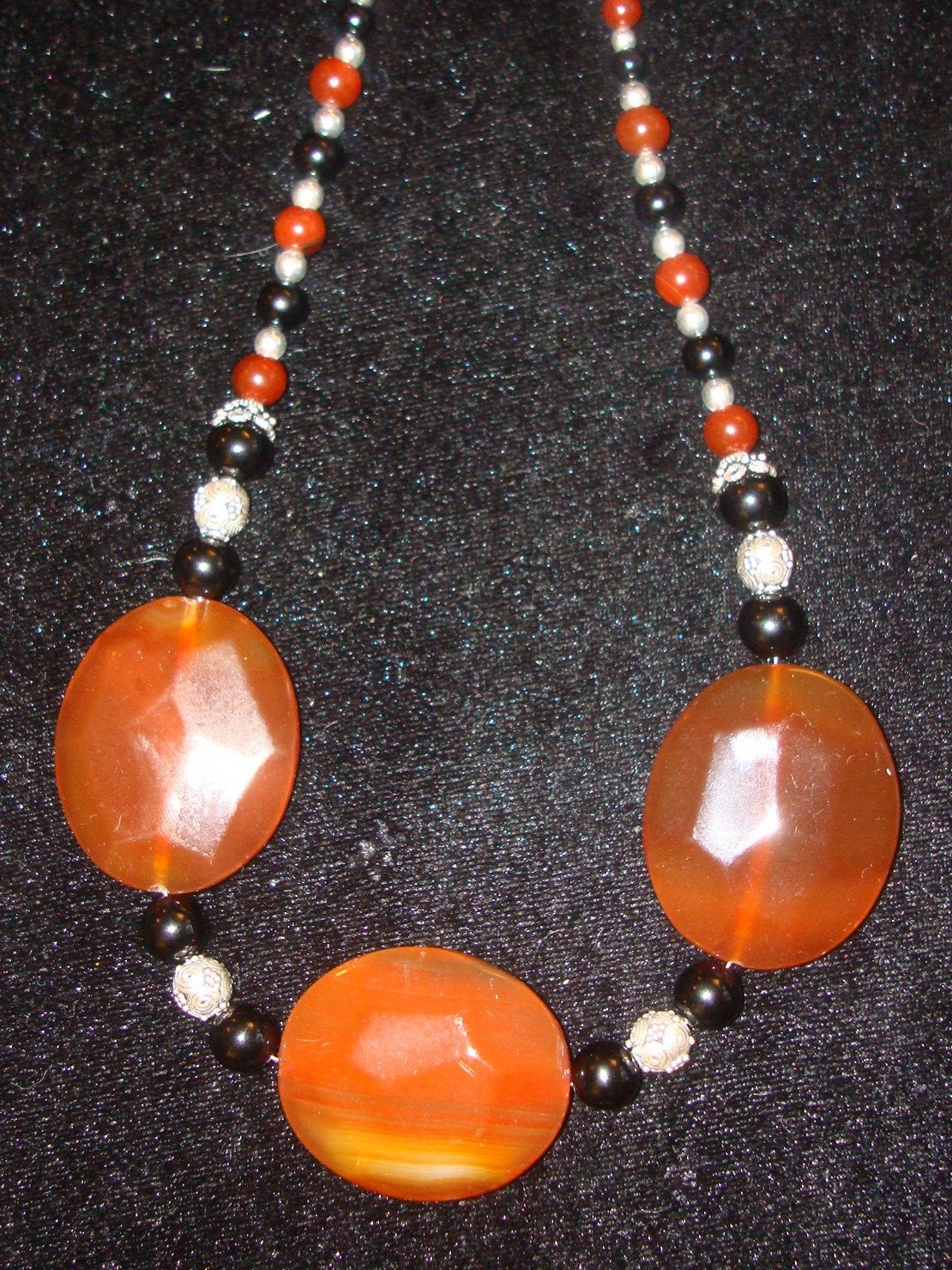Stunning Red Agate Stone and Sterling Necklace - Etsy
