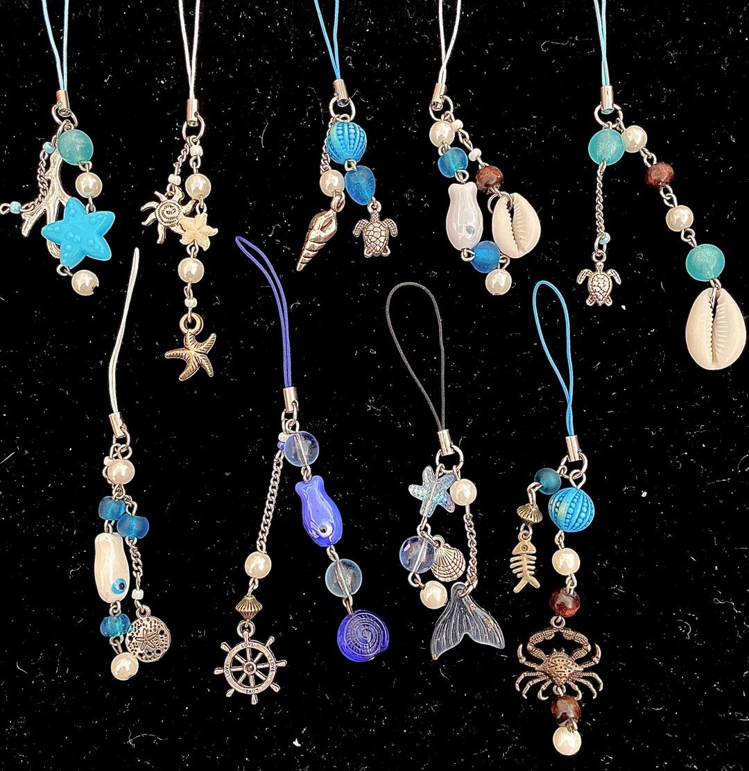 Beach and Ocean Inspired Phone Charms and Phone Strap- Beaded and ...